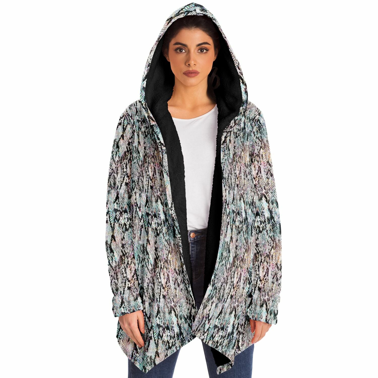 Prism Python Cuddle Cloak | Unisex Minky Sherpa Hooded Coat | Women an ...